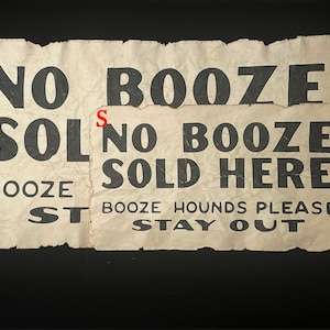 No Booze Sold Here Prohibition Era Poster Aged Document Frame Not ...