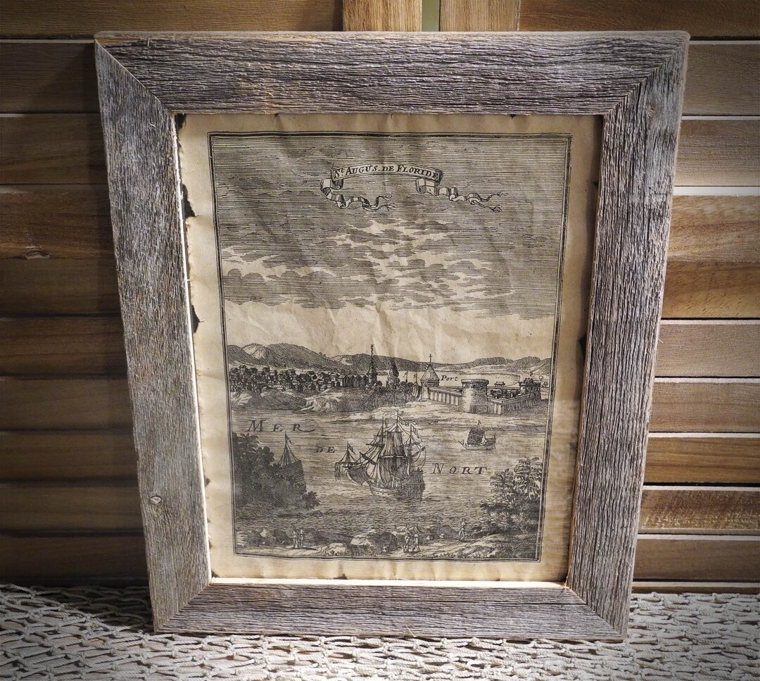 St Augustine Florida Map Etch Pirates Aged Document Frame Not Included ...
