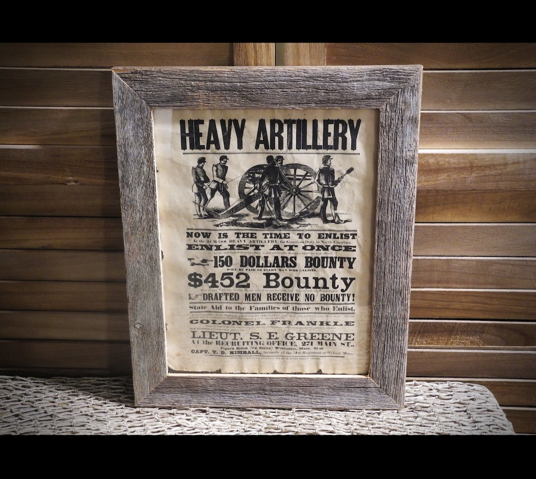Heavy Artillery Broadside US Civil War Era Aged Document Frame Not ...