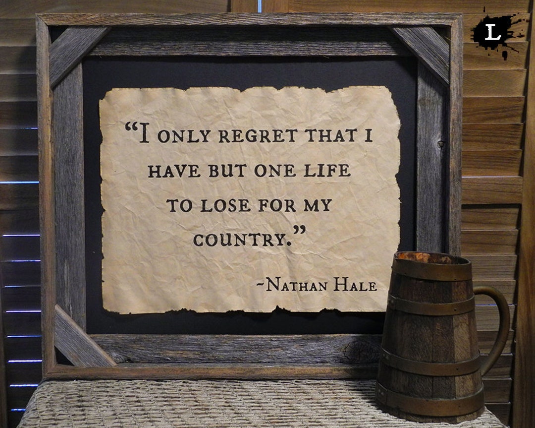 Nathan Hale Quote Colonial America Aged Document Frame Not Included ...