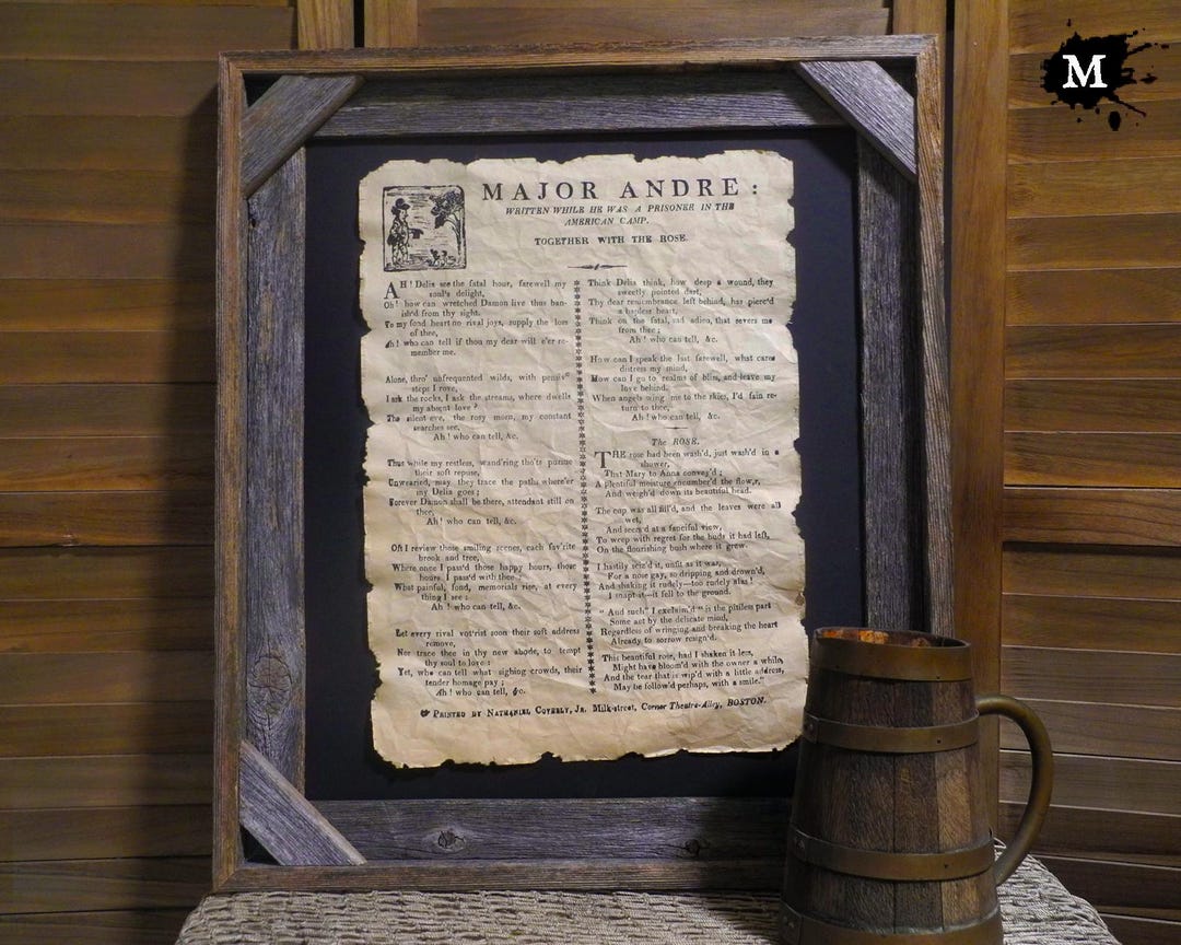 Major Andre Broadside Colonial America Aged Document Frame Not Included ...