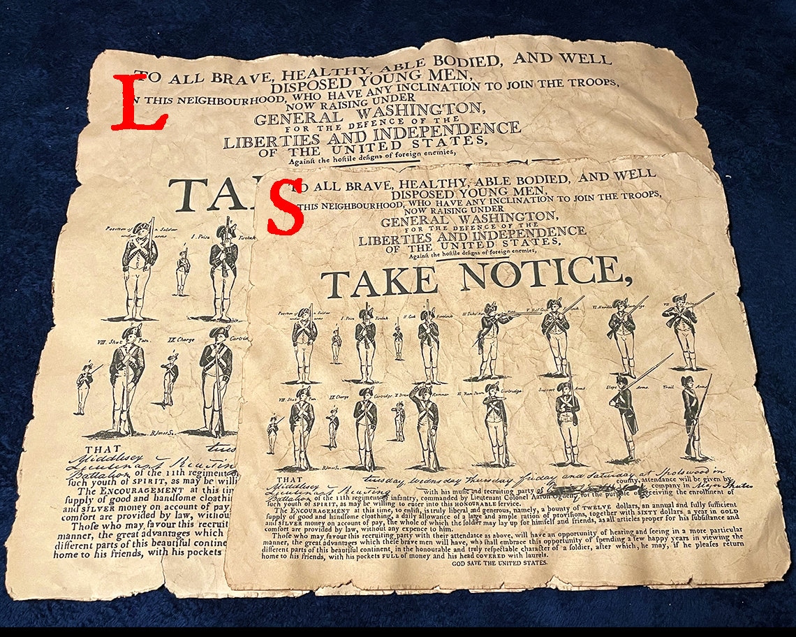 Take Notice General Washington Colonial America Print Aged Document ...