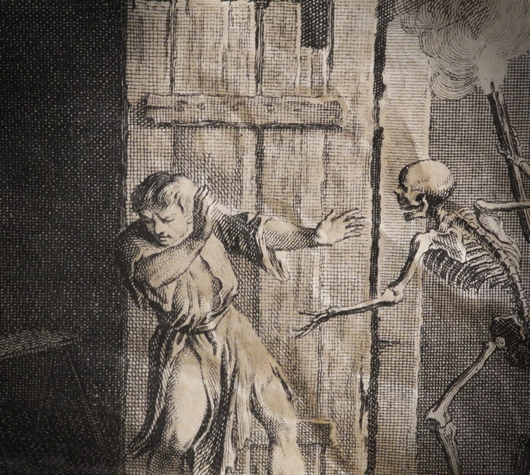 Skeleton With Torch Engraving Aged Document Frame Not Included - Etsy