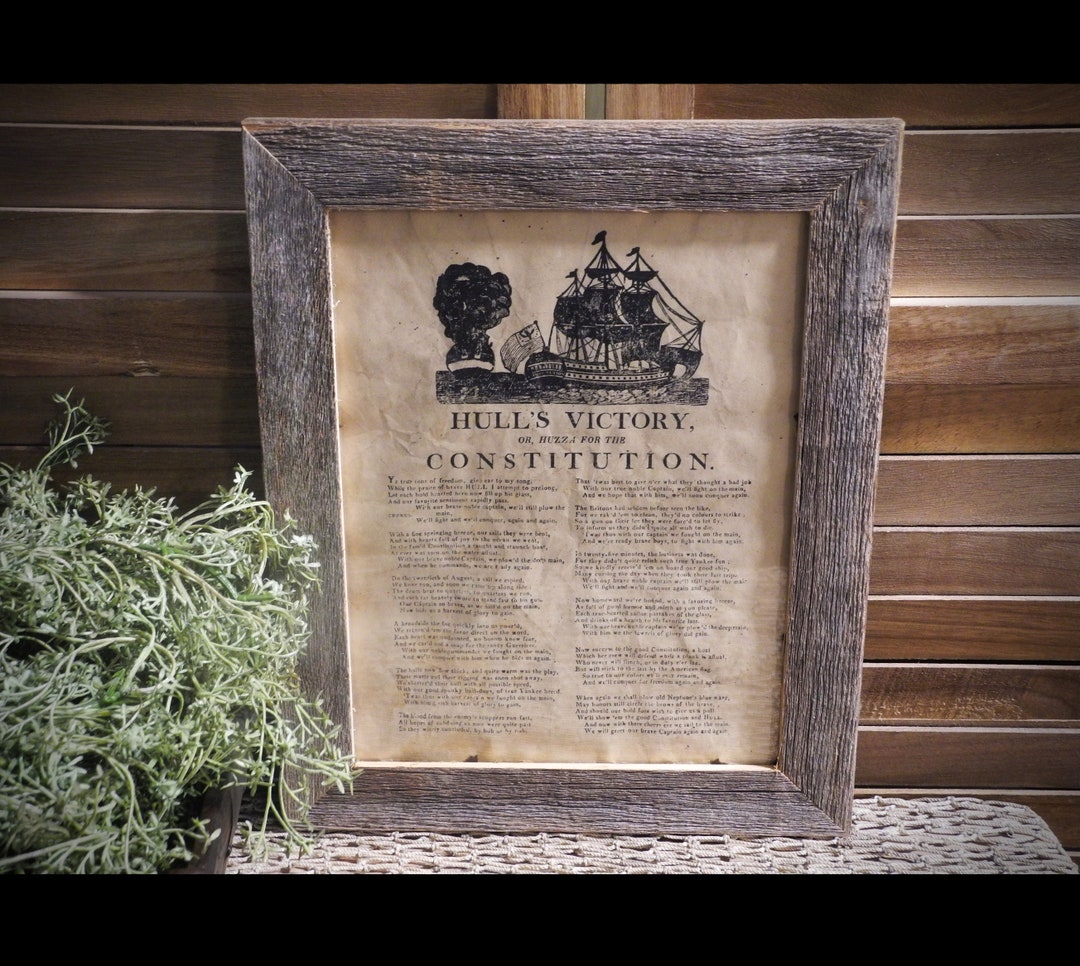 USS Constitution Victory Broadside Colonial America Aged Document Frame ...
