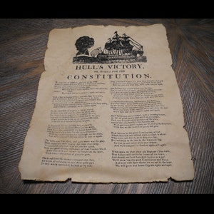 USS Constitution Victory Broadside Colonial America Aged Document Frame ...