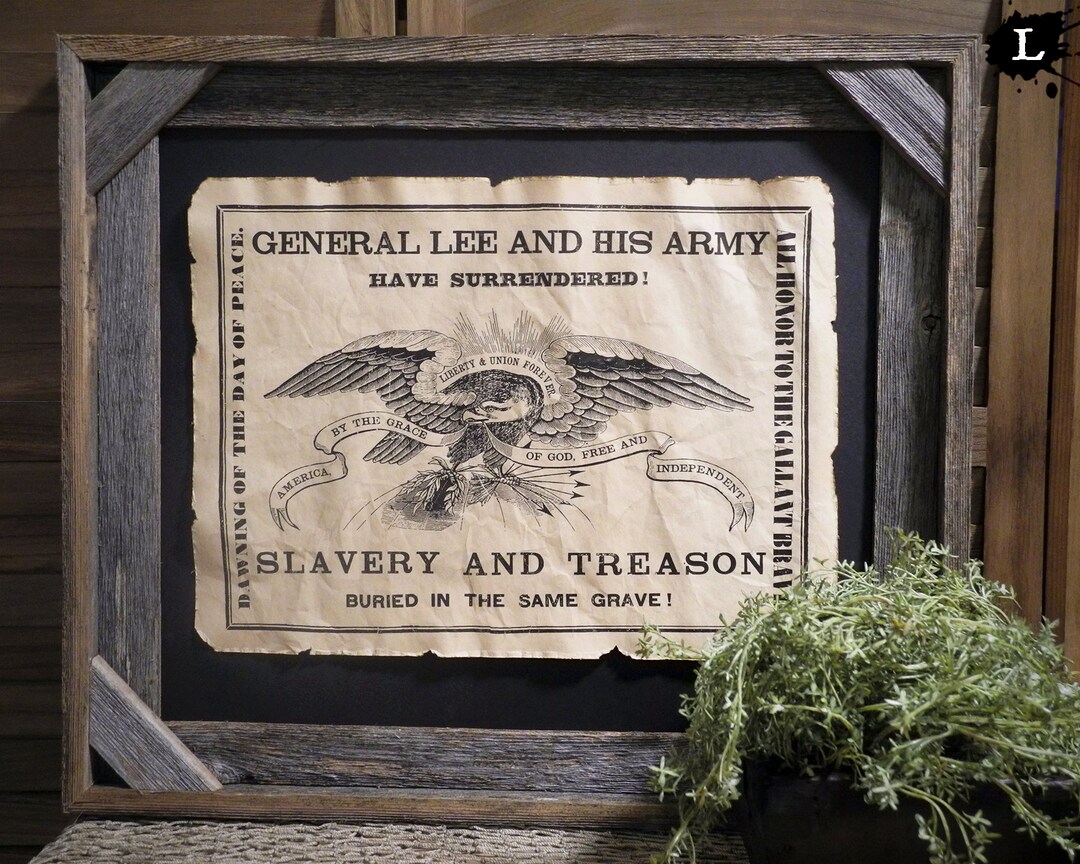 General Lee's Surrender US Civil War Era Aged Document Frame Not ...