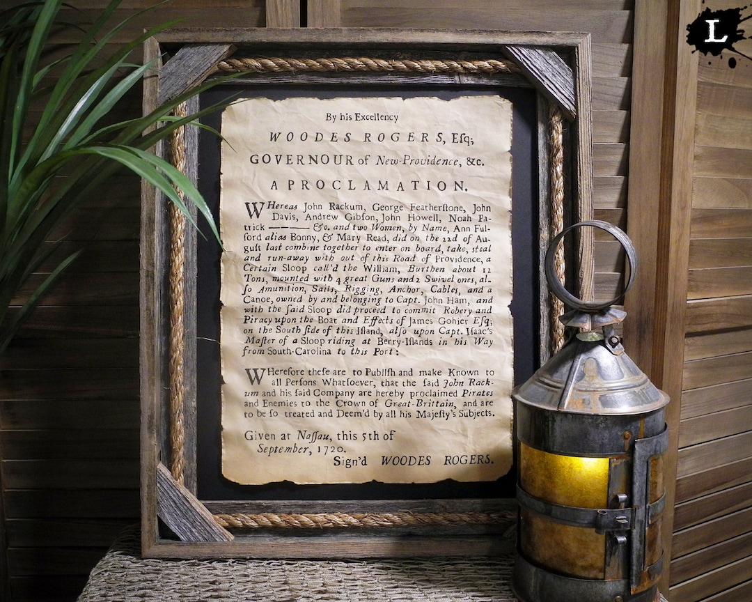 Proclamation by Woodes Rogers Declaring Jack Rackham Pirates Anne Bonny ...