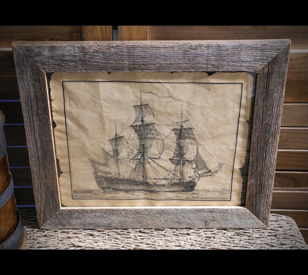 Tall Ship Pirate Ship Etching Aged Document Frame Not Included - Etsy