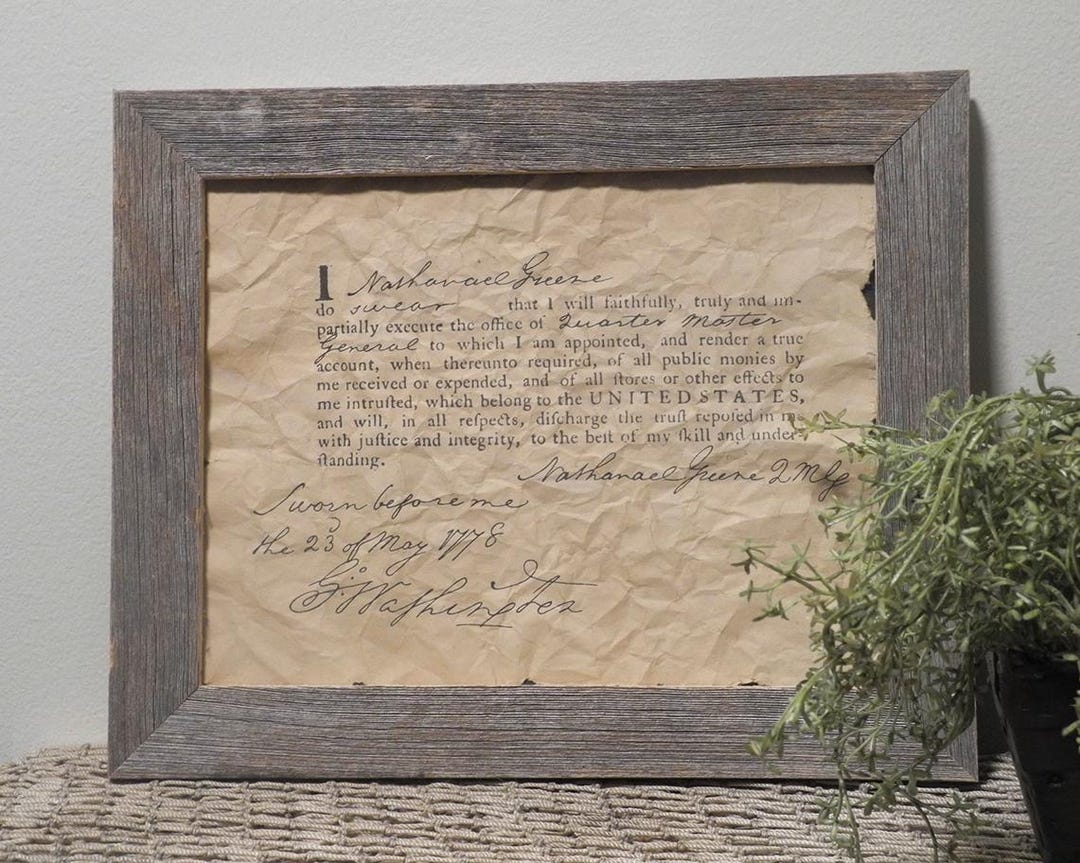 Nathanael Greene Oath of Allegiance Colonial America Aged Document ...
