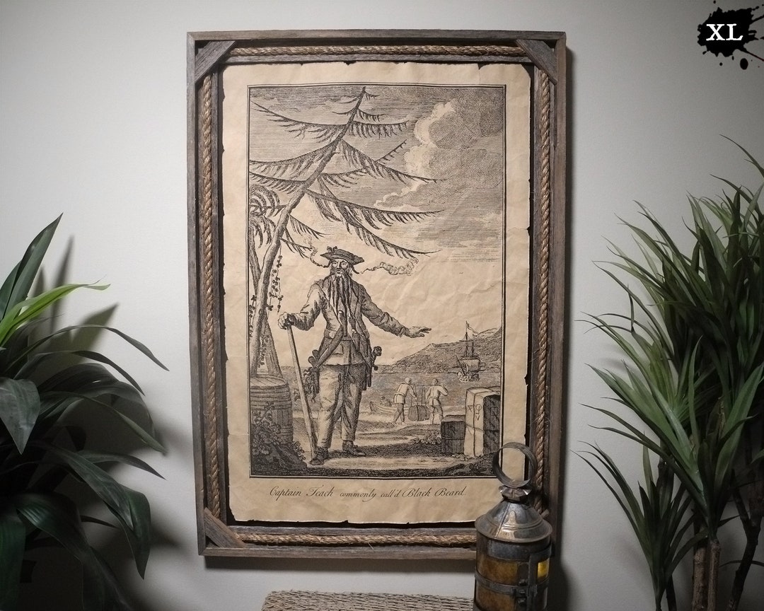 Larger Captain Teach Commonly Called Blackbeard Aged Document Frame Not ...