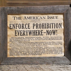 Enforce Prohibition Newspaper Prohibition Era Poster Aged Document ...