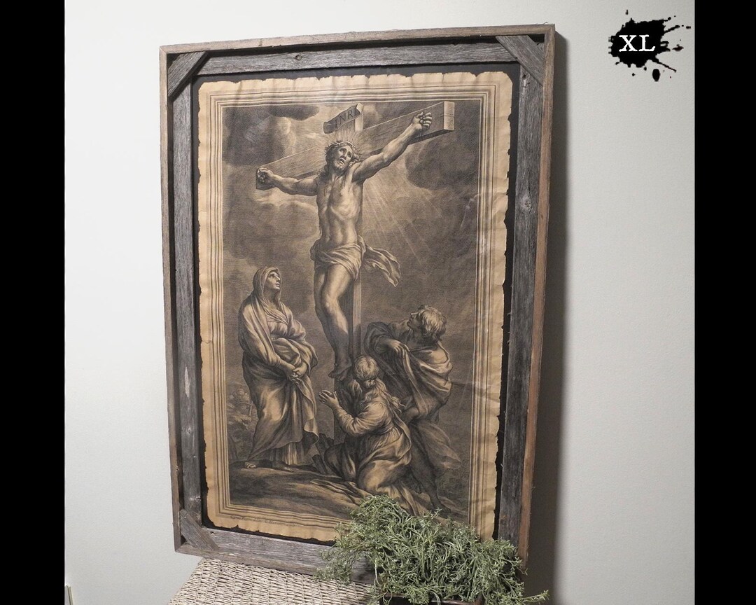 Jesus on the Cross Crucifix Aged Document Frame Not Included - Etsy