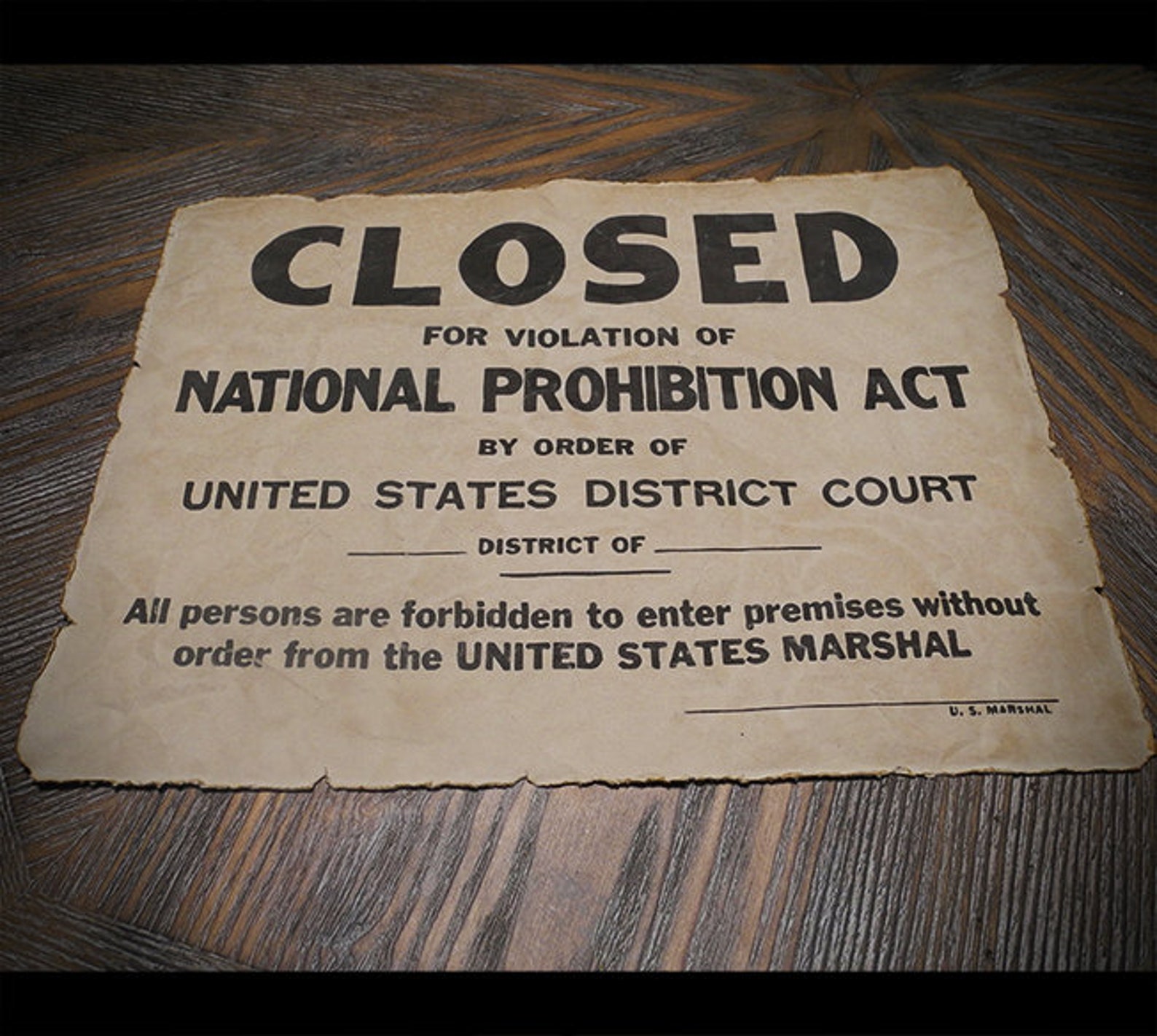 Prohibition Era Poster Al Capone Closed for Violation of National ...