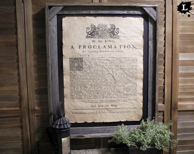 Large Size 1775 Proclamation for Suppressing Rebellion and Sedition ...