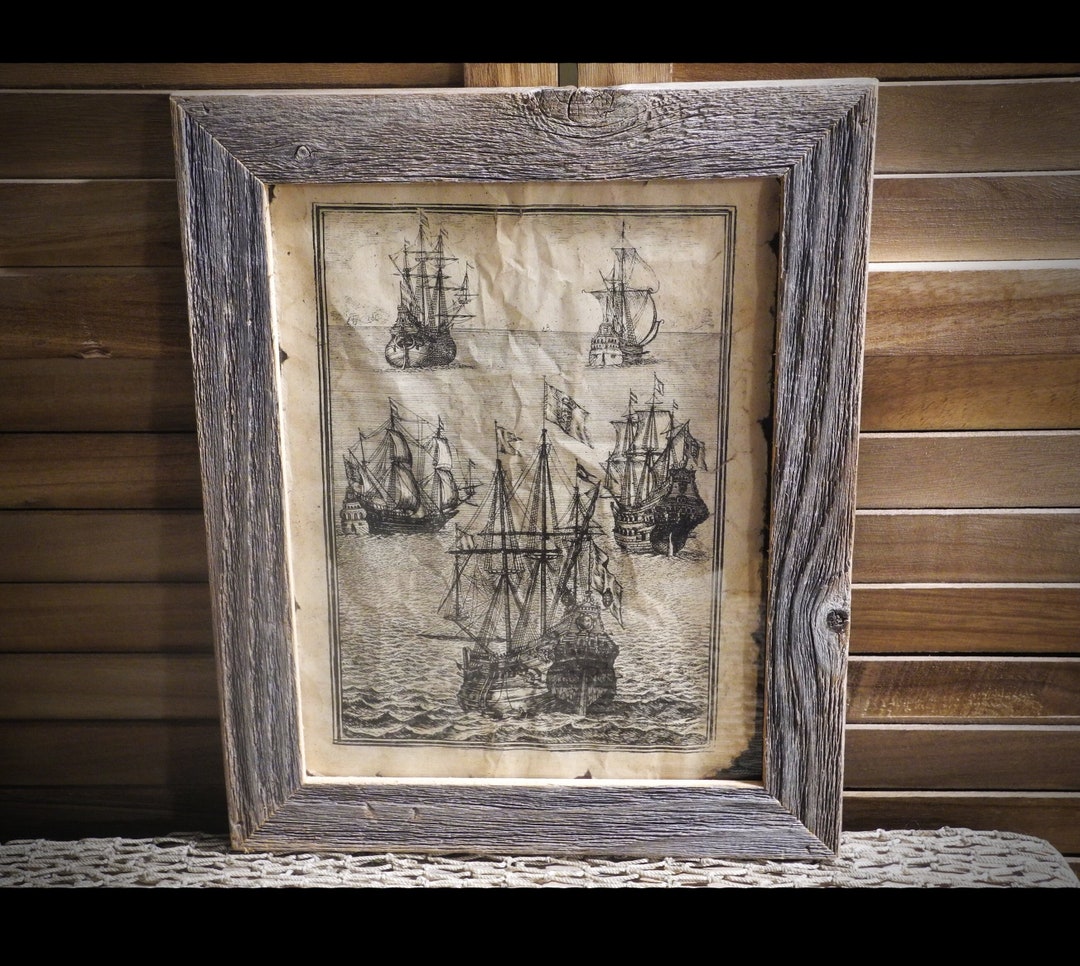 Tall Ships Pirate Ship Etching Aged Document Frame Not Included - Etsy UK