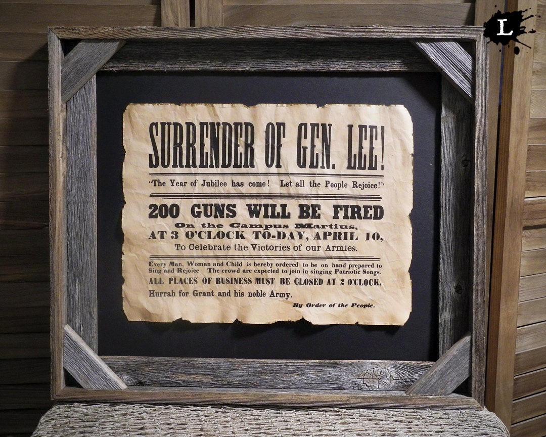 Surrender of Robert E Lee US Civil War Era Aged Document Frame Not ...