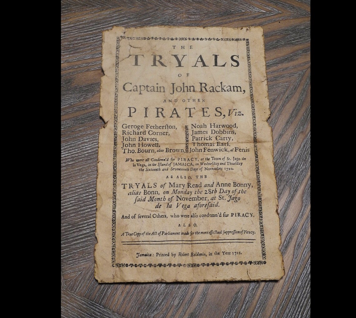 Tryals of Captain Jack Rackham Pirates Anne Bonny Mary Read - Etsy