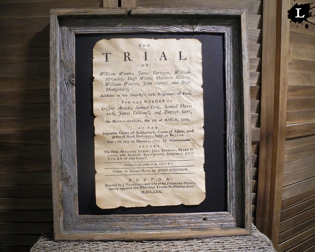 Boston Massacre Trial Colonial America Aged Document Frame Not Included ...