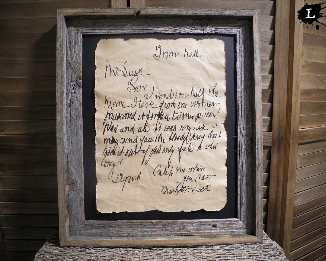 Jack the Ripper From Hell Letter Aged Document Frame Not Included ...