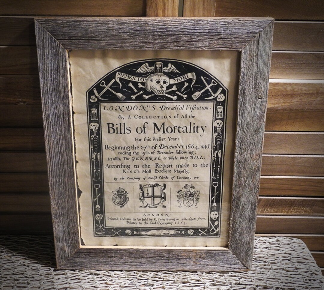 Plague Bills of Mortality Memento Mori Aged Document Frame Not Included ...
