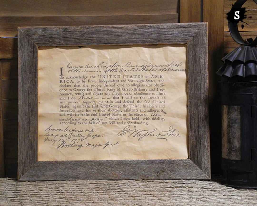 George Washington Oath of Allegiance Colonial America Aged Document ...