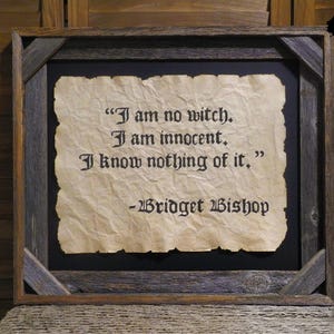 Salem Witch Trials Bridget Bishop Quote Aged Document Frame Not ...