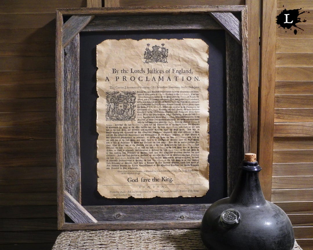 Henry Every Proclamation Print Aged Document Frame Not Included - Etsy
