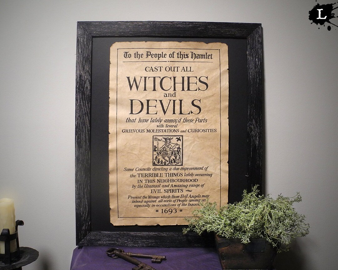 Large Size Cast Out All Witches and Devils Aged Document Frame Not ...