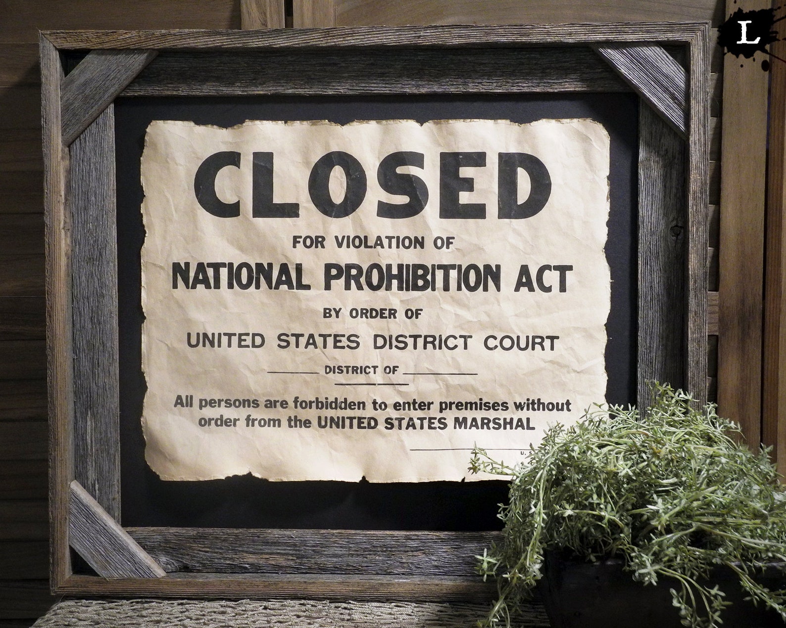 Prohibition Era Poster Al Capone Closed for Violation of National ...