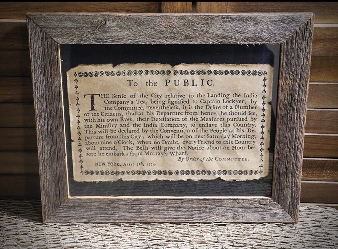 Tea Tax New York 1774 Colonial America Aged Document Frame Not Included ...