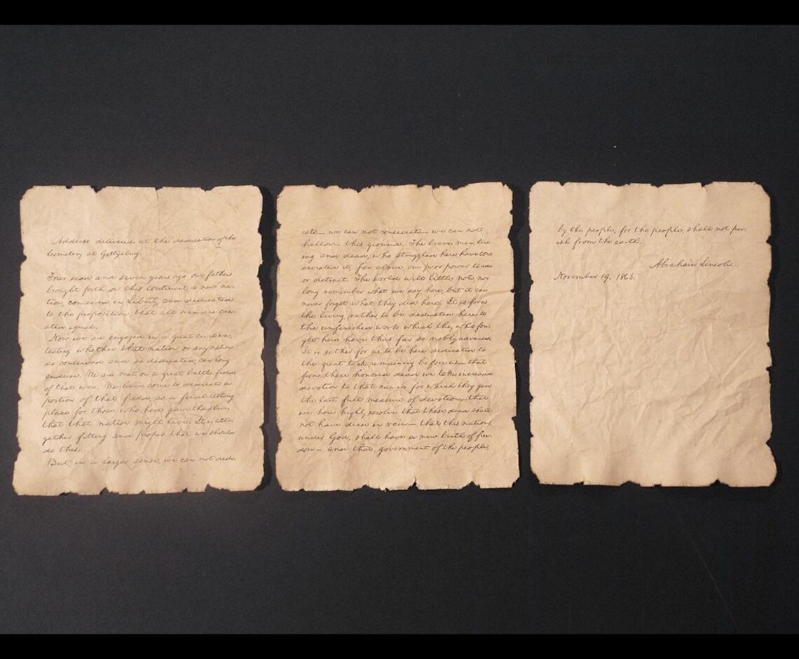 The Gettysburg Address Abraham Lincoln US Civil War Era Aged Document ...