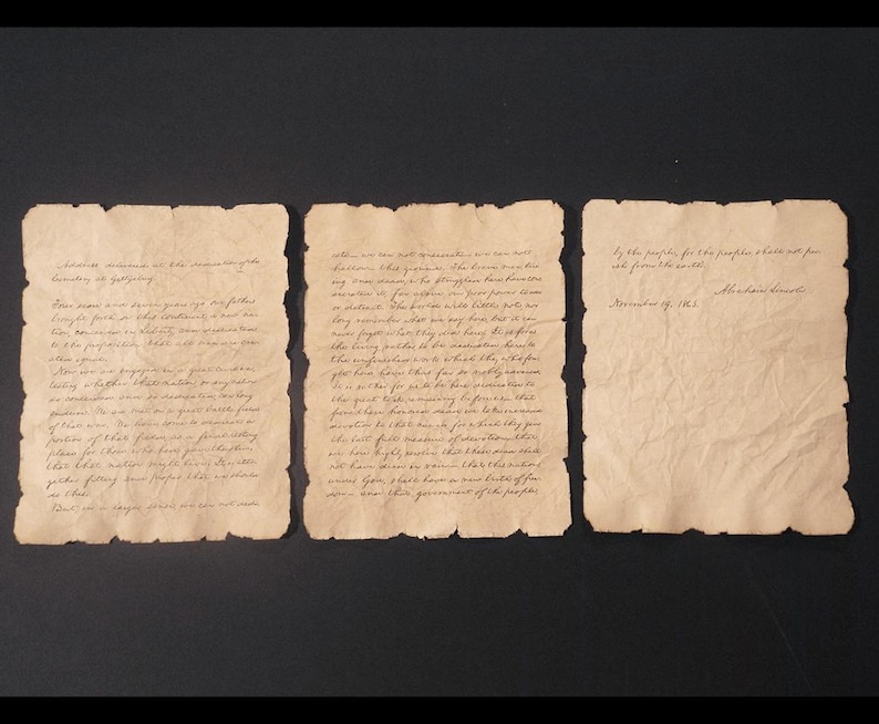 The Gettysburg Address Abraham Lincoln US Civil War Era Aged Document ...