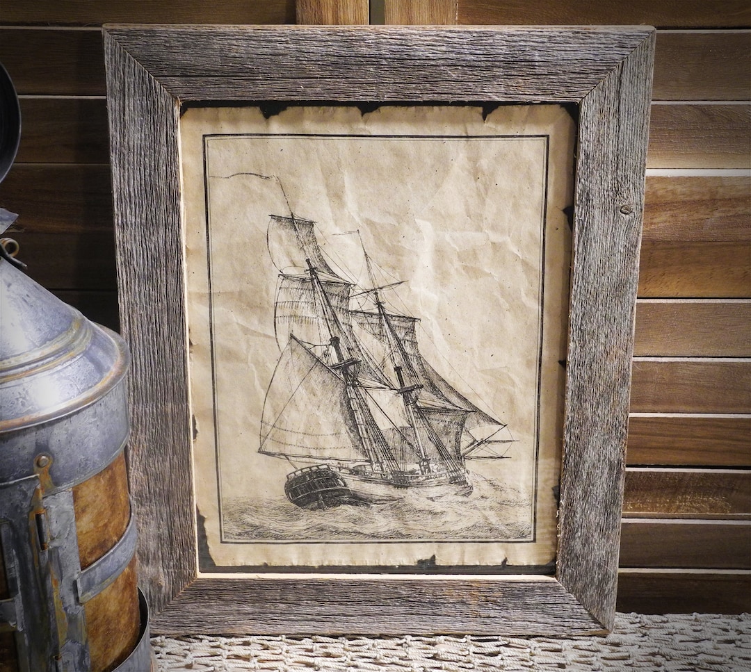 Tall Ship Pirate Ship Etching Aged Document Frame Not Included - Etsy