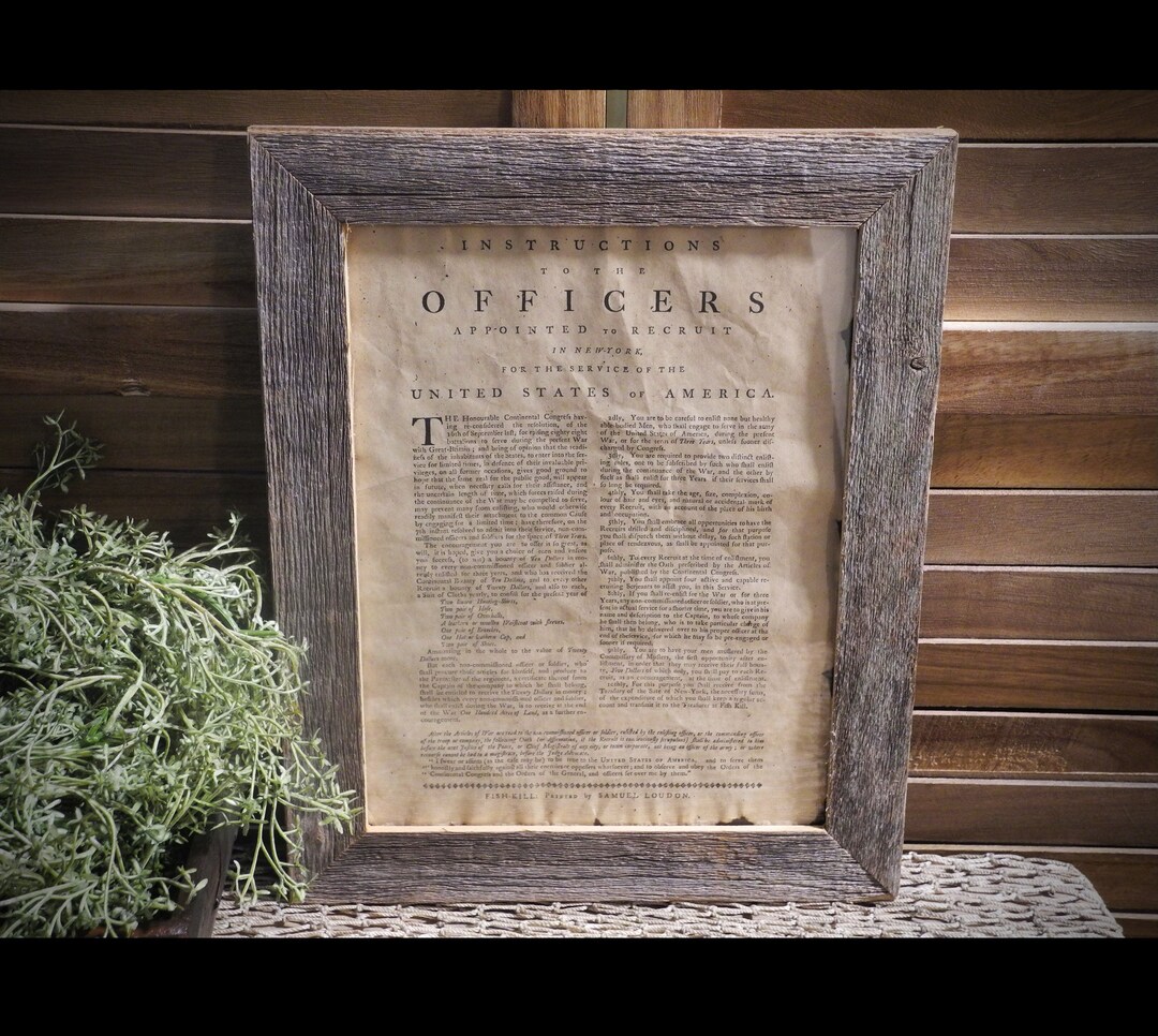 Instructions to the Officers Broadside Colonial America Aged Document ...