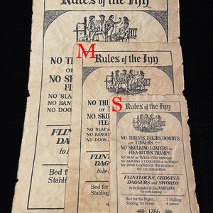 Rules of the Inn Colonial America Aged Document Frame Not Included ...