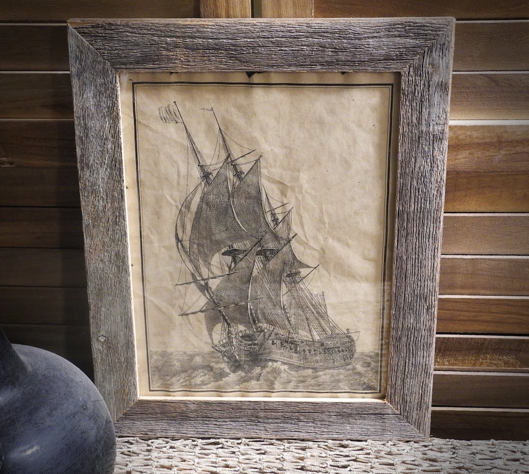 Tall Ship Pirate Ship Etching Aged Document Frame Not Included - Etsy