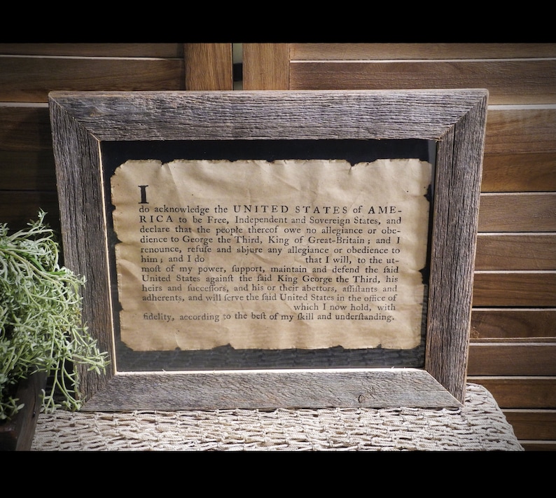 Blank Oath of Allegiance to the United States of America Colonial ...
