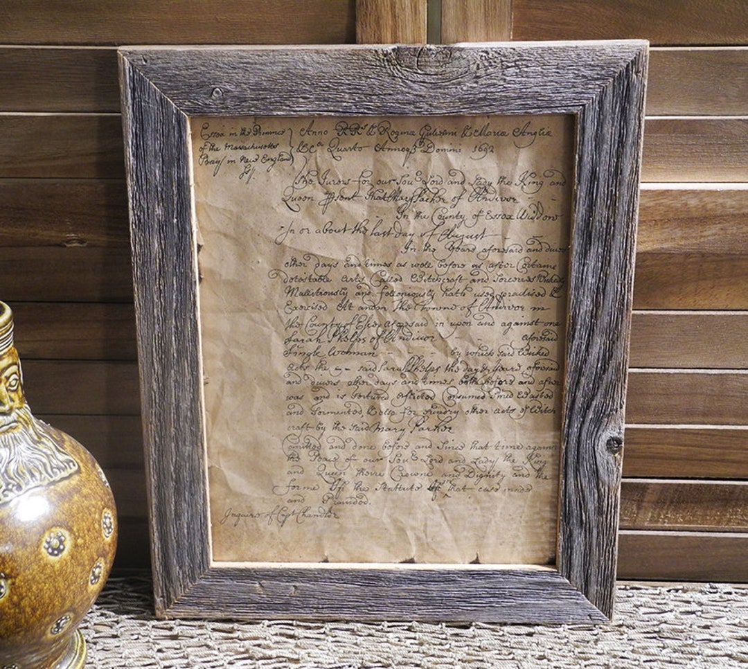 Salem Witch Trials Mary Parker Document Aged Document Frame Not ...
