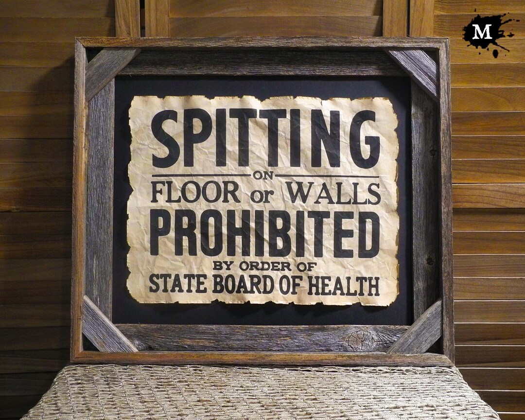 Spitting Prohibited Sign Aged Document Frame Not Included Bar - Etsy