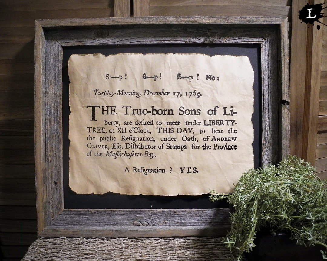 True Born Sons of Liberty Colonial America Aged Document Frame Not ...