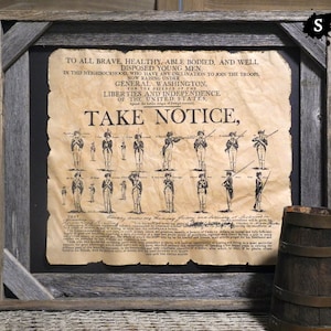 Take Notice General Washington Colonial America Print Aged Document ...