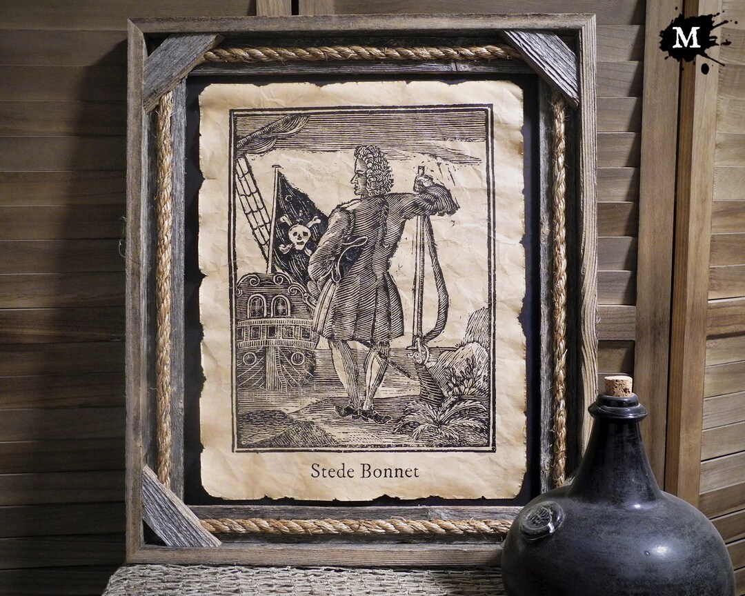 Stede Bonnet Wood Cut Print Aged Document Frame Not Included - Etsy