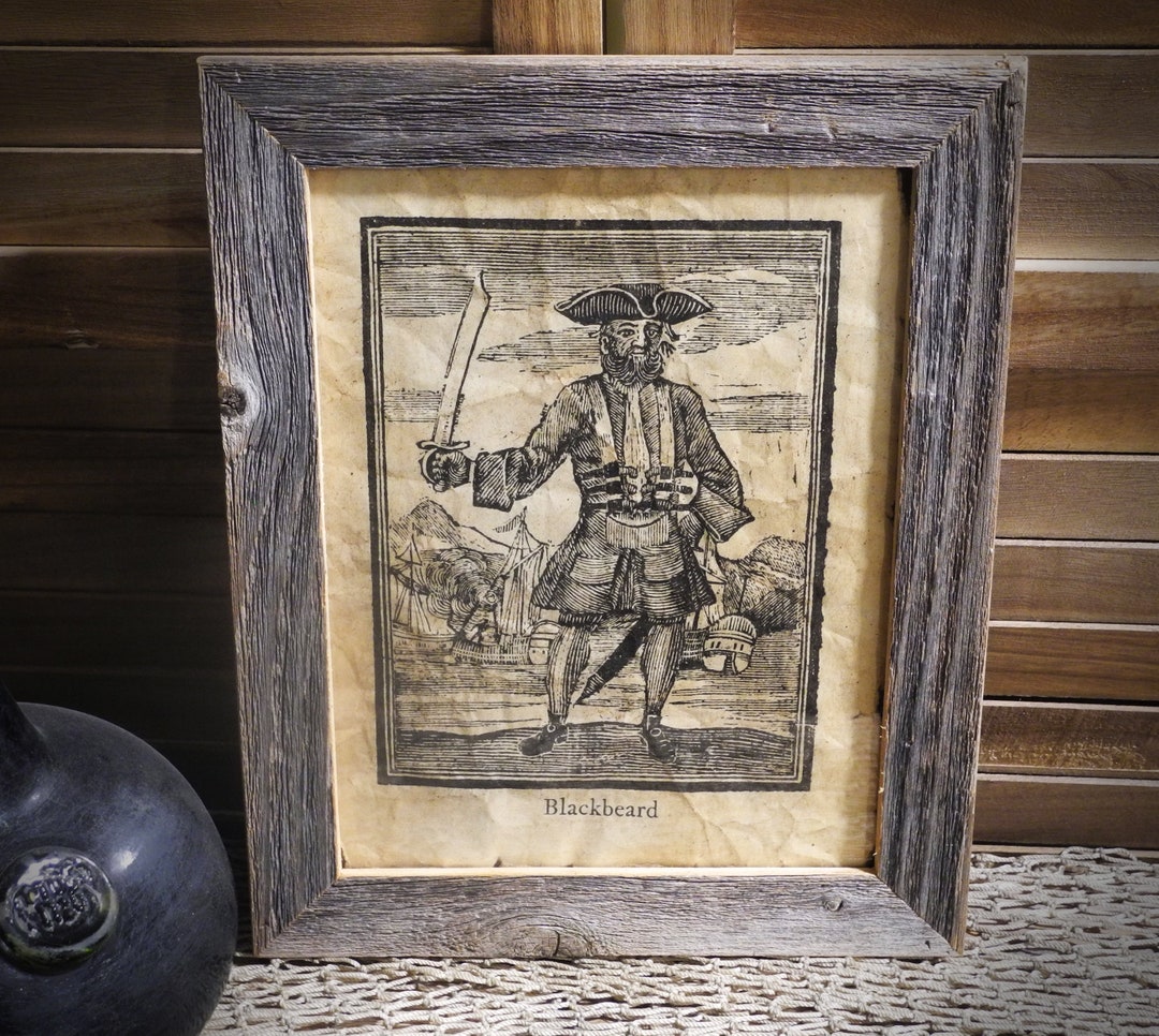 Blackbeard Edward Teach Wood Cut Print Aged Document Frame Not - Etsy