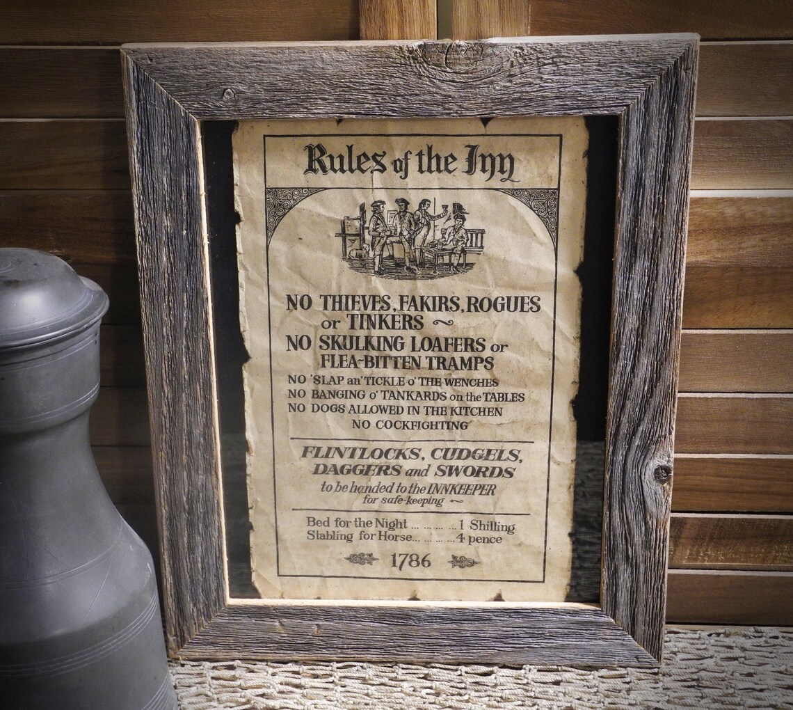 Rules of the Inn Colonial America Aged Document Frame Not - Etsy