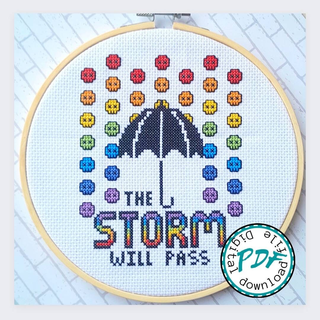 The Storm Will Pass Rainbow Cross Stitch Pattern Chart. Instant Digital ...