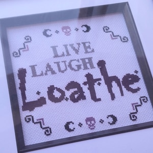 Live Laugh Loathe Cross Stitch Pattern Chart. Gothic Halloween Purple ...