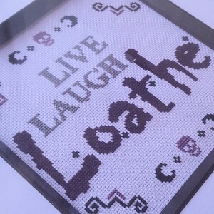 Live Laugh Loathe Cross Stitch Pattern Chart. Gothic Halloween Purple ...