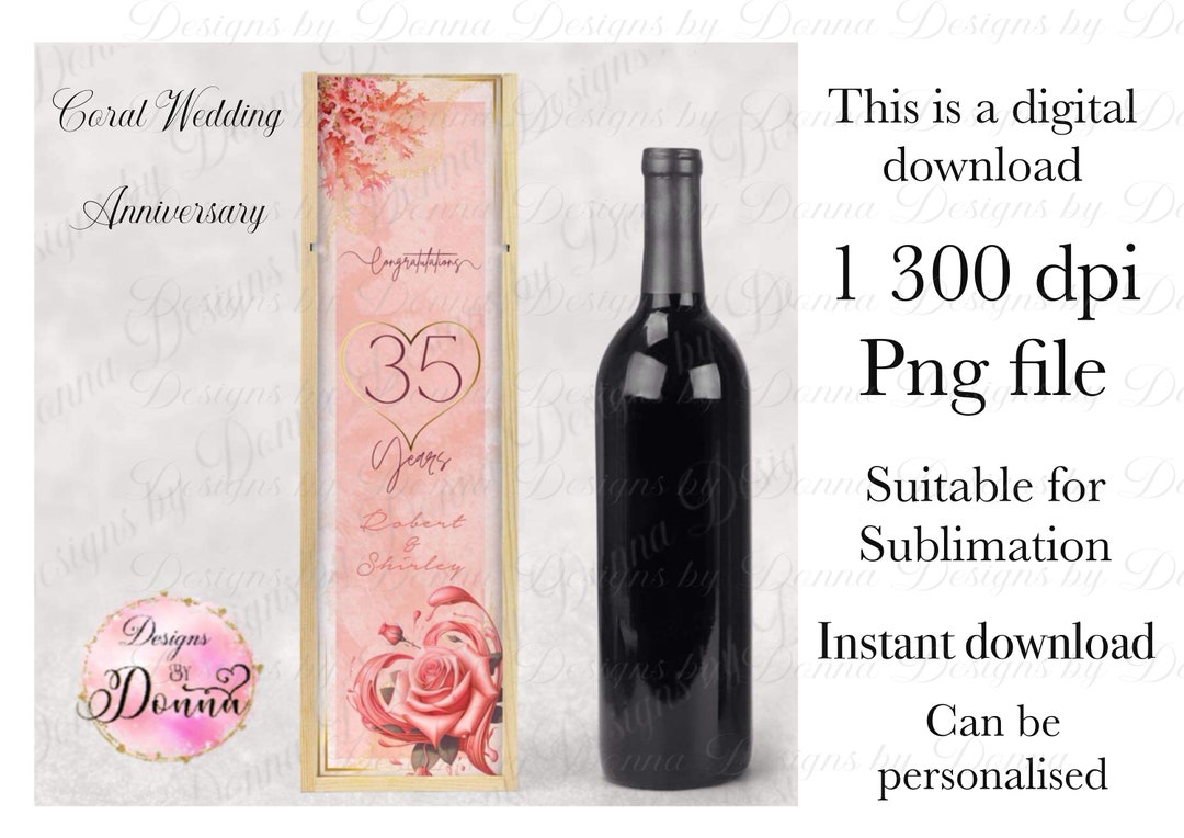 Coral 30th Wedding Anniversary, Sublimation, Wine Box, Design, Clipart ...