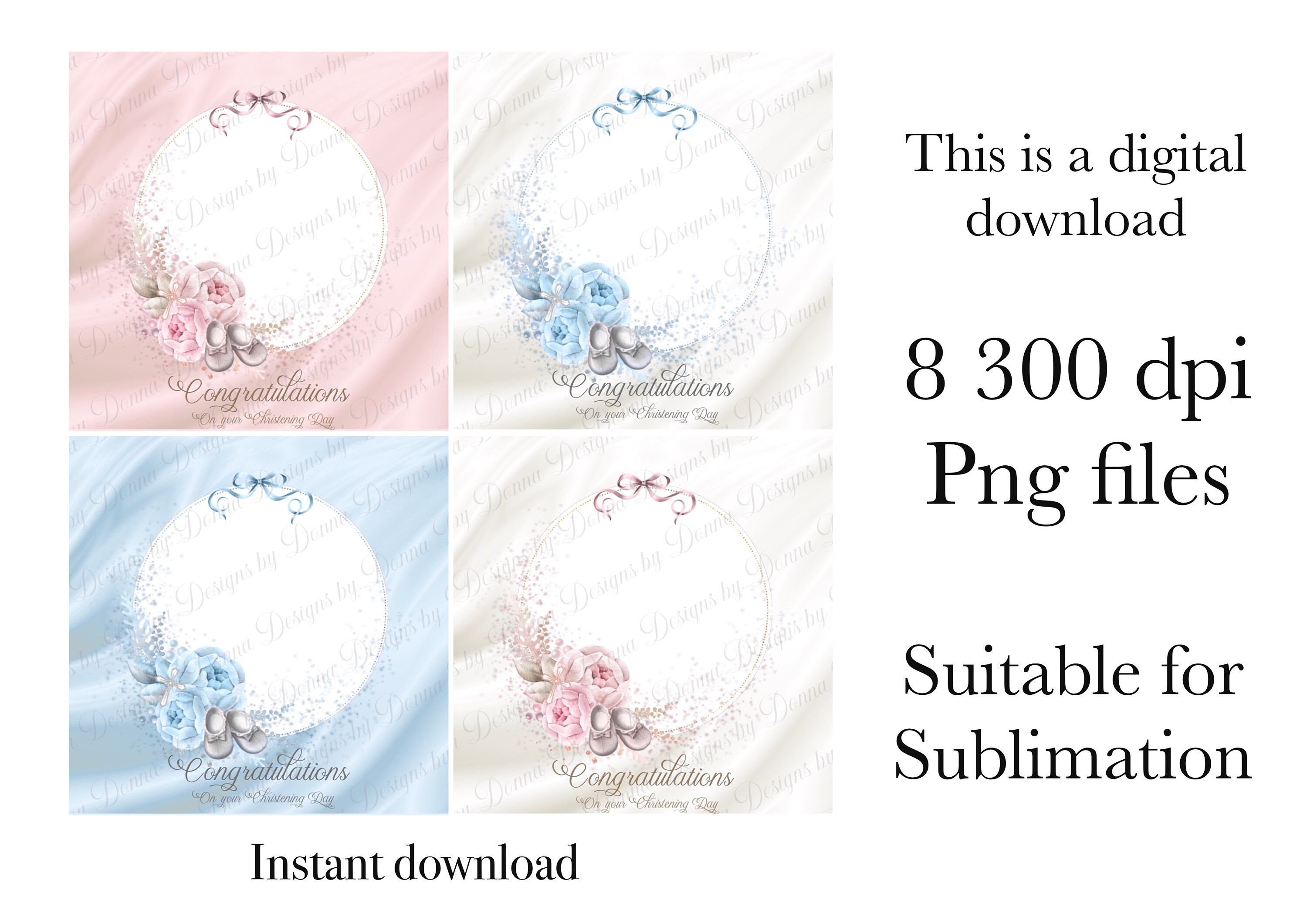 Set of 8 Beautiful Baby Christening Design Template - Etsy