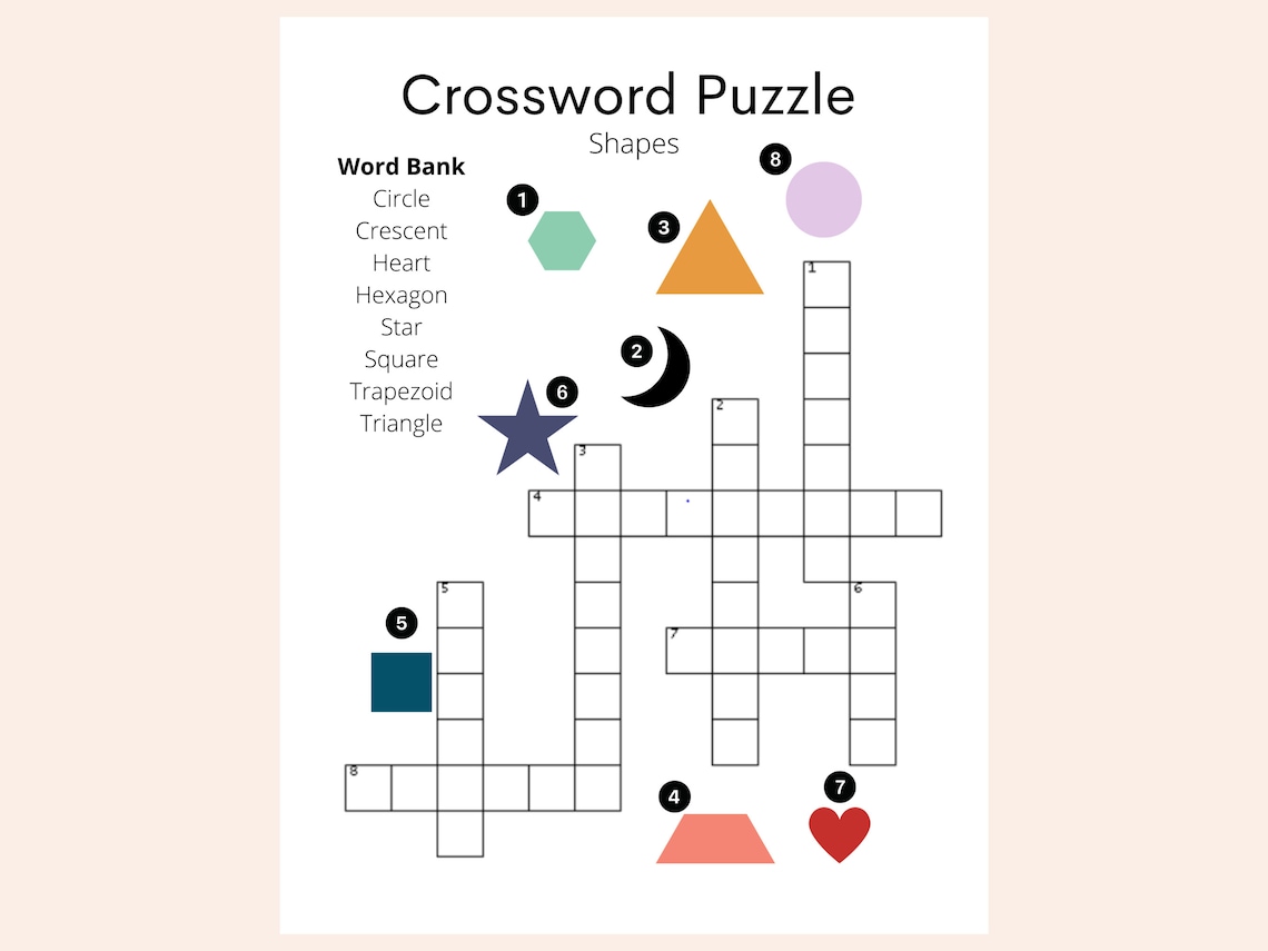 Picture Crossword Puzzle for Kids | INSTANT DOWNLOAD | School Word ...